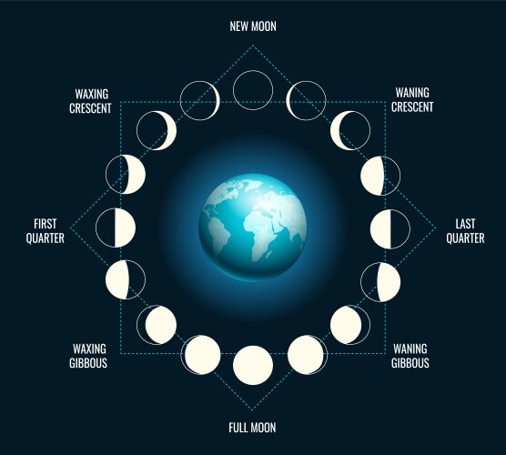 Interplay sun earth and moon Royalty Free Vector Image