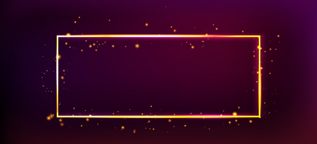 Red neon rectangle frame banner with light glow Vector Image