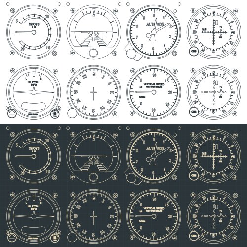 Airplane control panel close up Royalty Free Vector Image