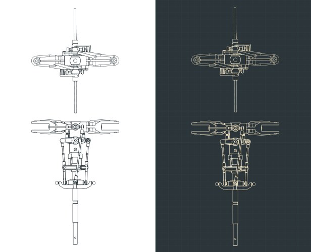 Helicopter main rotor drawings Royalty Free Vector Image