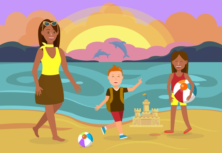 Summer holiday on nature cartoon Royalty Free Vector Image