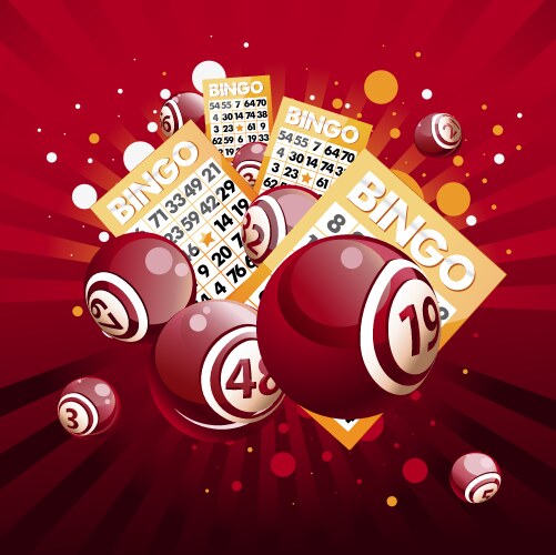 Bingo banner floating 3d lotto game balls Vector Image