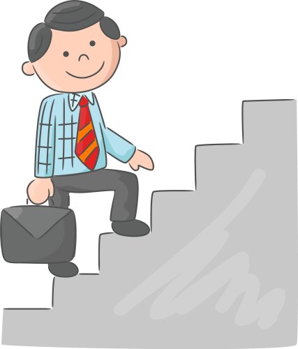 Person climbing the ladder cartoon stick figure Vector Image