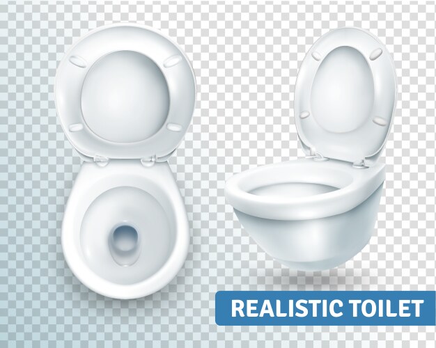 White toilet icon set realistic Royalty Free Vector Image