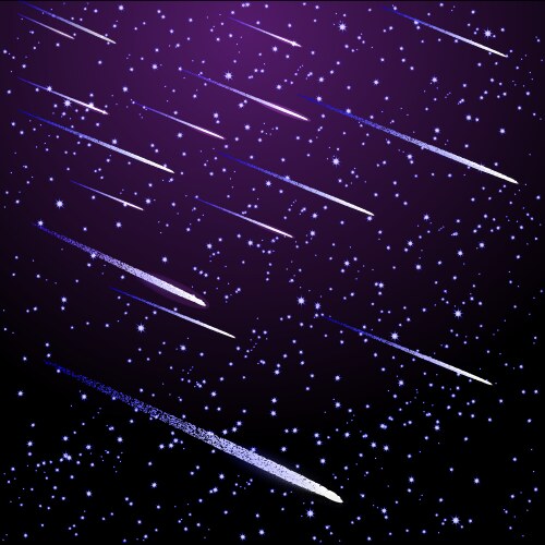 Meteorites with meteor shower space background Vector Image
