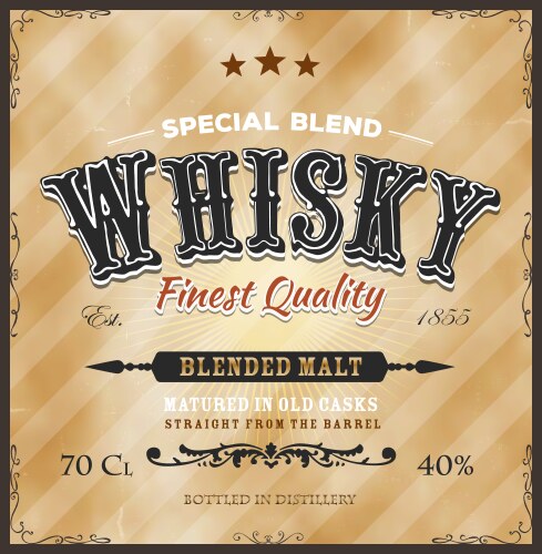 Vintage whisky label for bottle Royalty Free Vector Image