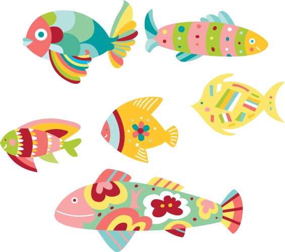 Kids with fish Royalty Free Vector Image - VectorStock