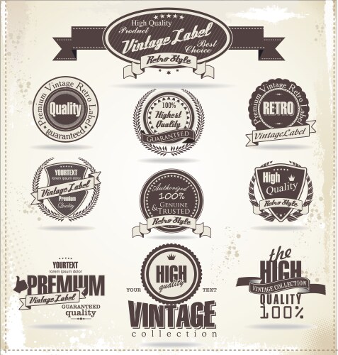 Set of premium quality and genuine vintage labels Vector Image