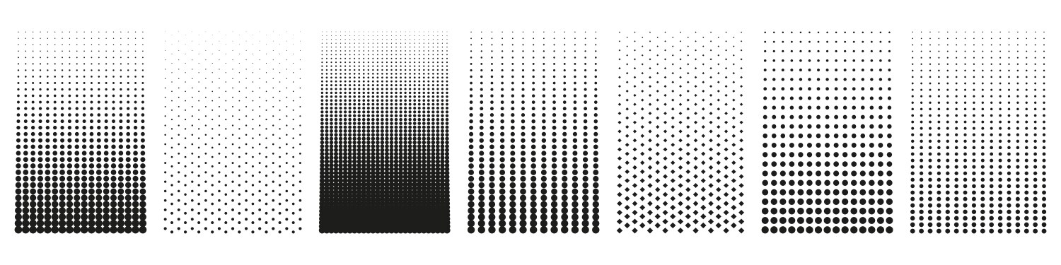 Progressive halftone dot patterns in black Vector Image