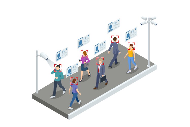 Isometric face recognition and personal Royalty Free Vector