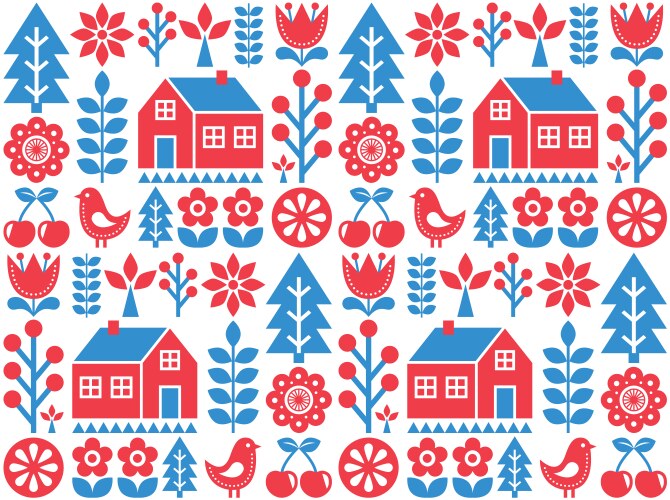 Scandinavian folk art seamless pattern Royalty Free Vector
