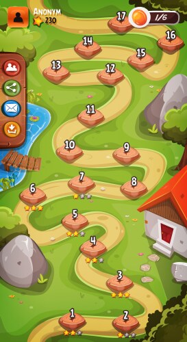 Candy planet game ui level map fantasy landscape Vector Image