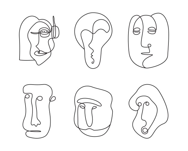 Continuous Line Abstract Face Vector Images (over 9,800)