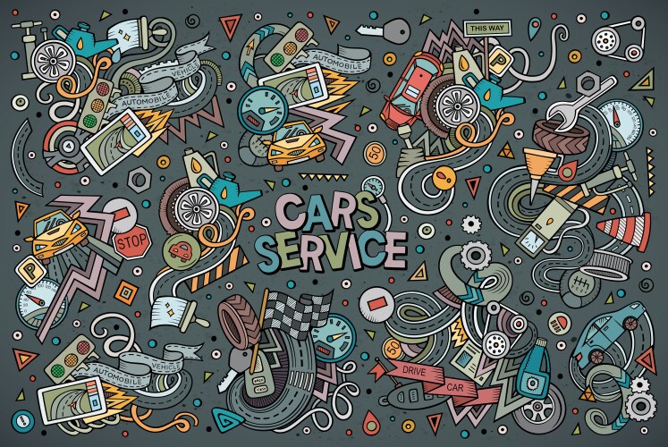 Automotive Doodle Set – Royalty-Free Vector | VectorStock
