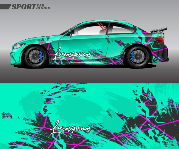 Racing car wrap purple design custom livery Vector Image