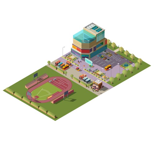 Isometric shopping center template Royalty Free Vector Image