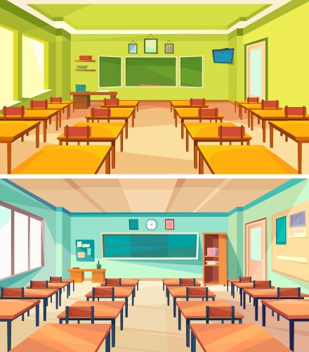Empty school classroom interior Royalty Free Vector Image