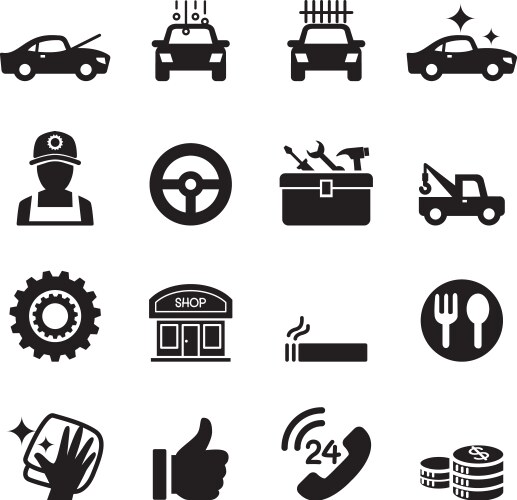 Black car service icon set Royalty Free Vector Image
