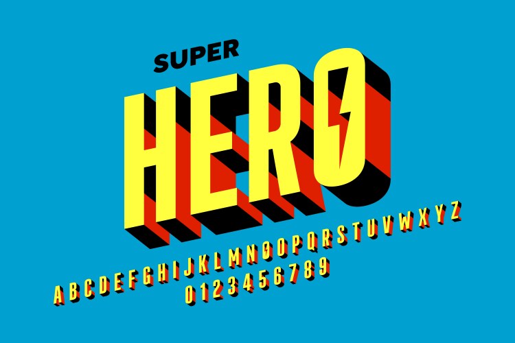 Comics hero style font design alphabet letters Vector Image