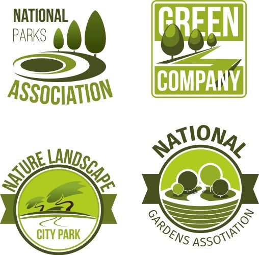 Green park and garden landscape icons Royalty Free Vector