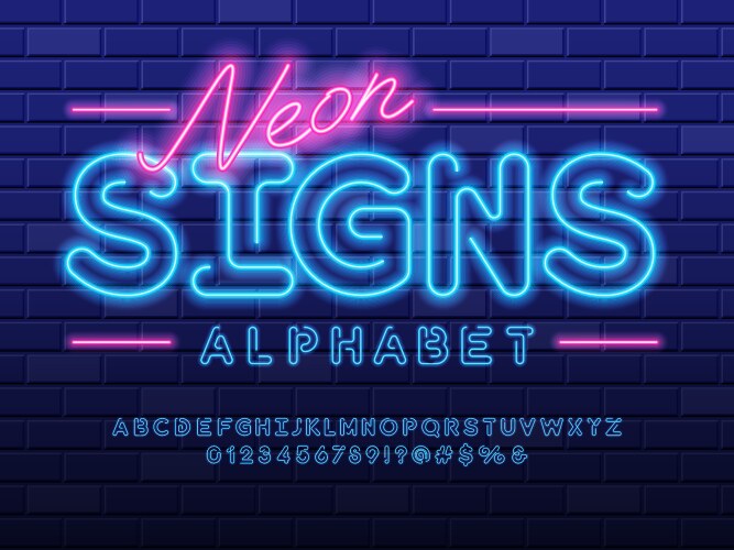 Neon font Royalty Free Vector Image - VectorStock