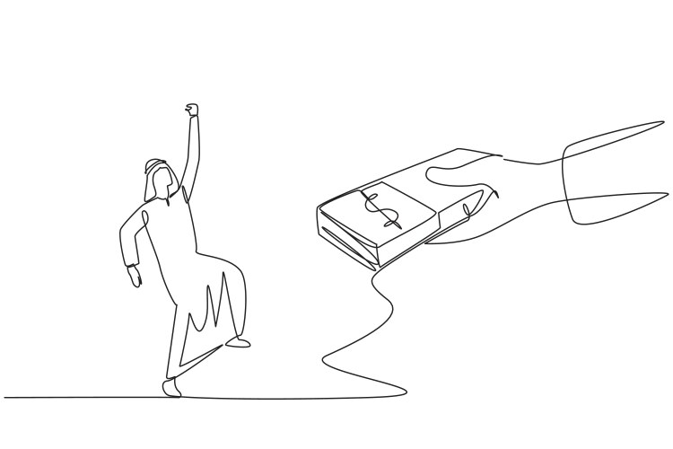 Single continuous line drawing arabian Royalty Free Vector