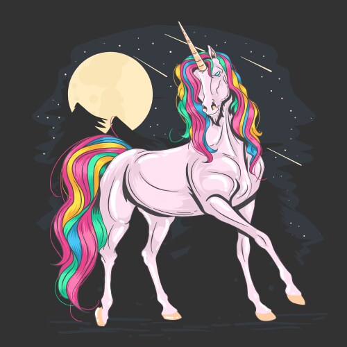 Unicorn full color rainbow Royalty Free Vector Image