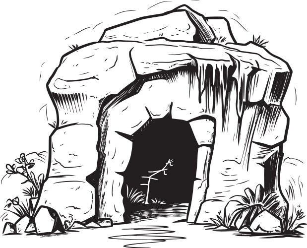 Primitive perfection prehistoric stone cave logo Vector Image