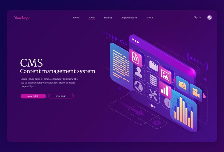 Electronic document management landing page Vector Image