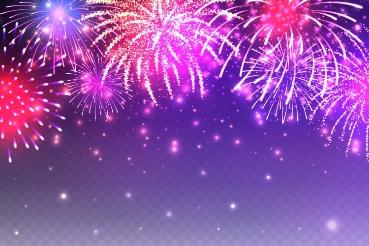 Fireworks realistic transparent composition Vector Image