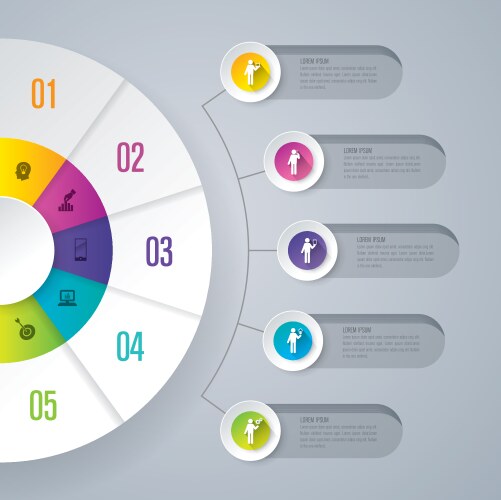 Roadmap timeline infographics with 5 pin pointers Vector Image
