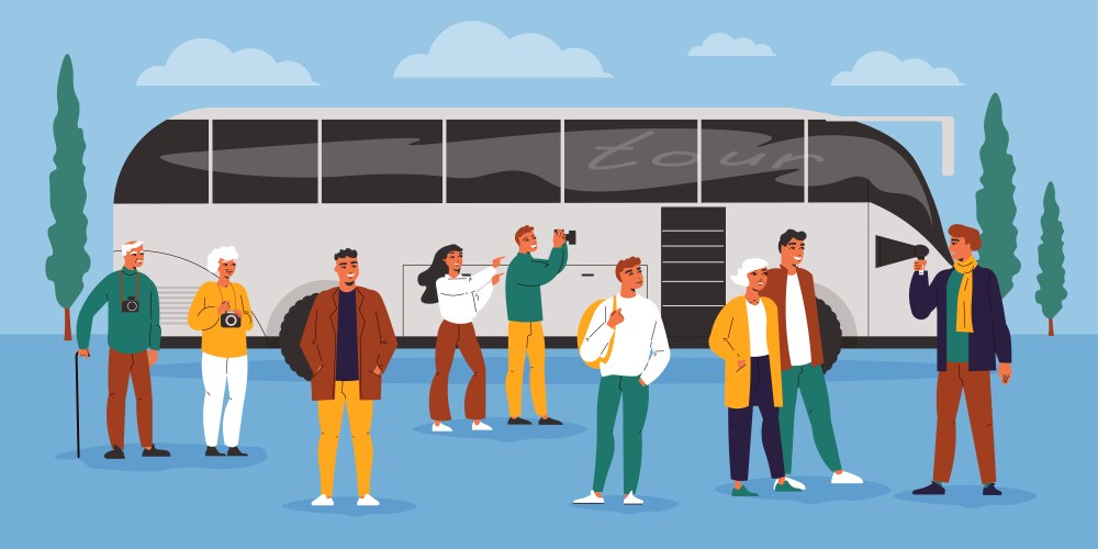 Articulated bus realistic set Royalty Free Vector Image