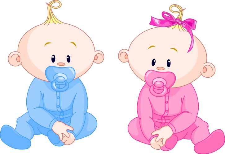 Two babies Royalty Free Vector Image - VectorStock