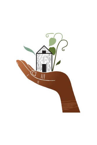 Hand house farming logo design Royalty Free Vector Image