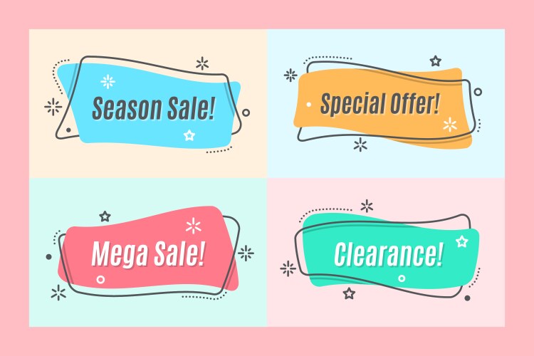 Flat linear promotion ribbon banner scroll price Vector Image