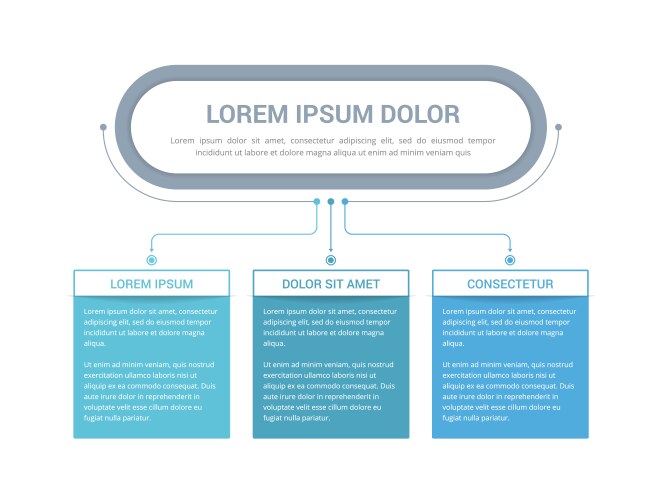 Flowchart with 3 elements Royalty Free Vector Image