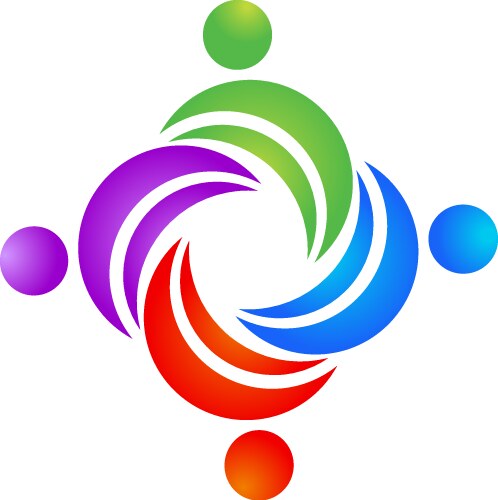 Teamwork support flower logo Royalty Free Vector Image