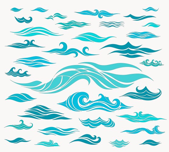 Ocean and sea waves set Royalty Free Vector Image