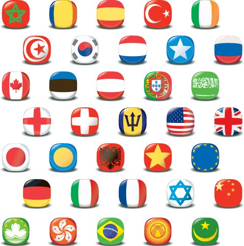 World flags icon set Royalty Free Vector Image