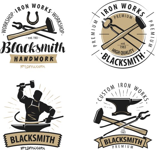 Blacksmithing Icon Set - Forge & Tools Vector Image
