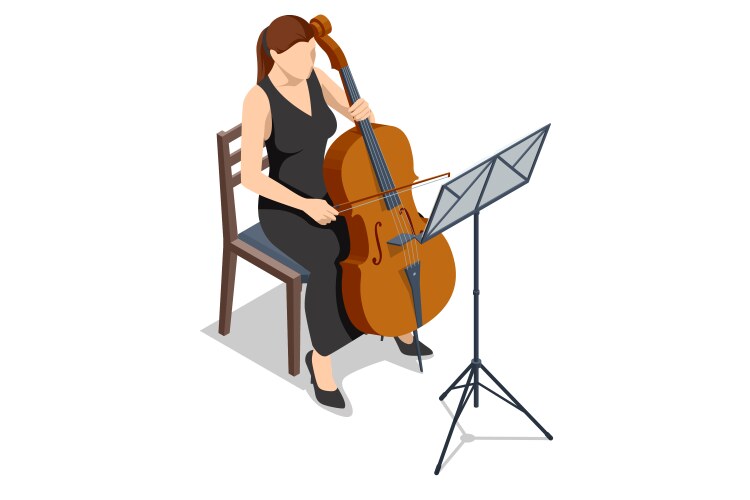 Isometric violin with fiddlestick isolated Vector Image