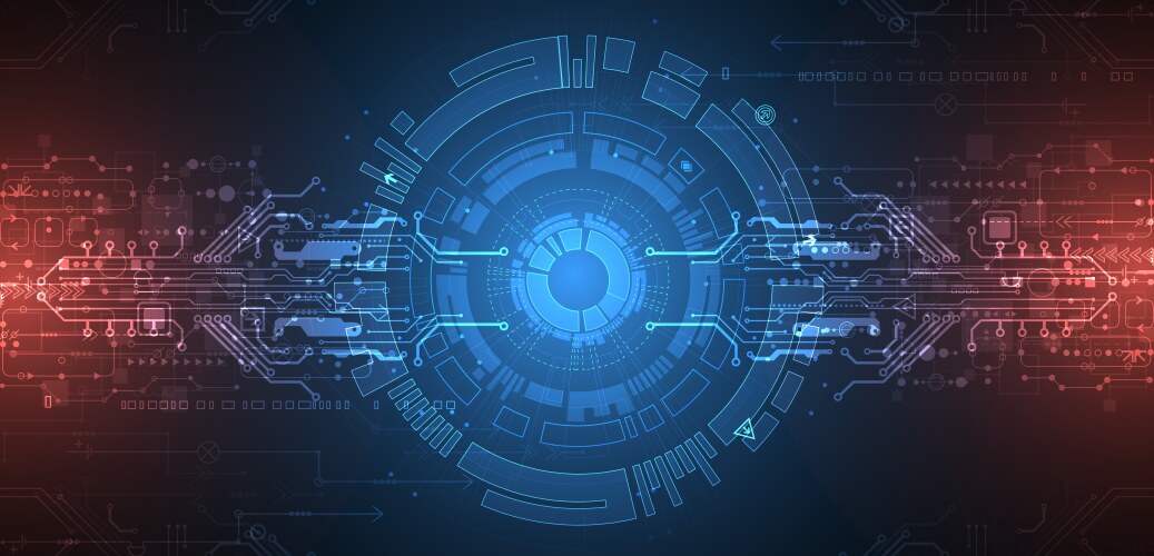 Abstract Technology Circuit Board Communication Vector Image