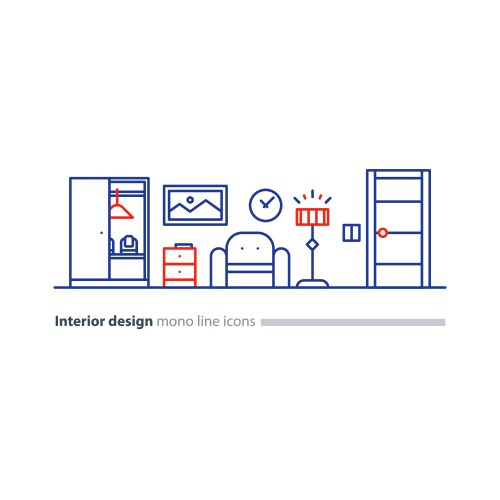 Simple interior apartment design services line Vector Image