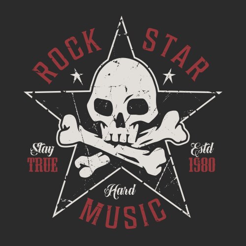 Rock star gothic style lettering print with grunge