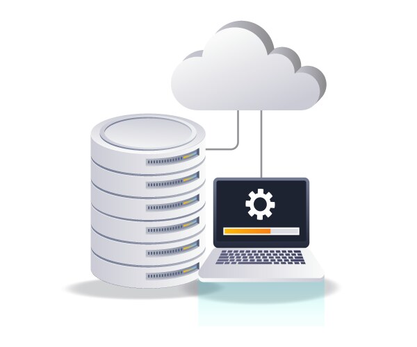 Flat isometric cloud server maintenance Royalty Free Vector Flat isometric cloud server maintenance Royalty Free Vector