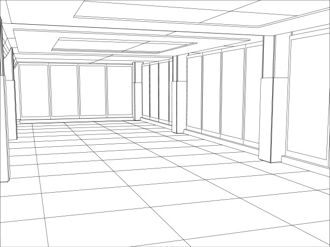 3d room corner with perspective grid interior Vector Image