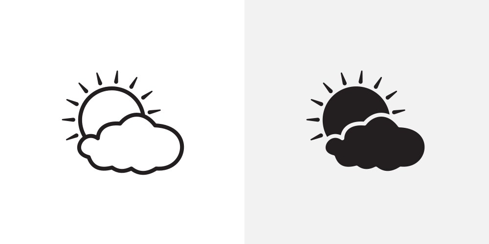 Partially cloudy icon set Royalty Free Vector Image