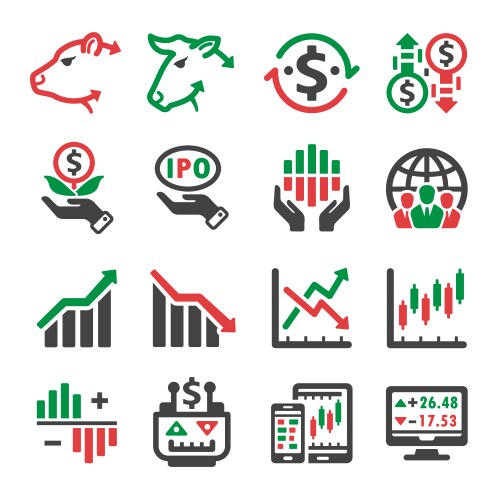 Stock market icons and symbols Royalty Free Vector Image