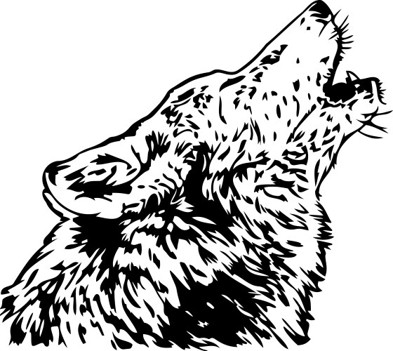 Wild wolf howling full body outline Royalty Free Vector