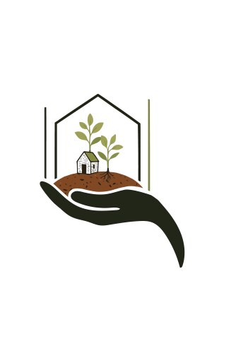 Farming hand house logo Royalty Free Vector Image